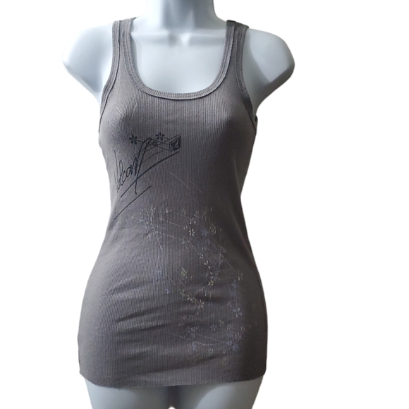 Volcom | Tops | Vintage Y2k 200 Volcom Womens Grey Floral Tank Top ...